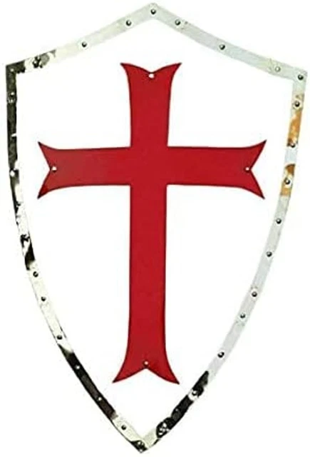 MEDIEVAL KNIGHT WHITE & Red Cross Templar Crusader Armour Shield Rustic ...