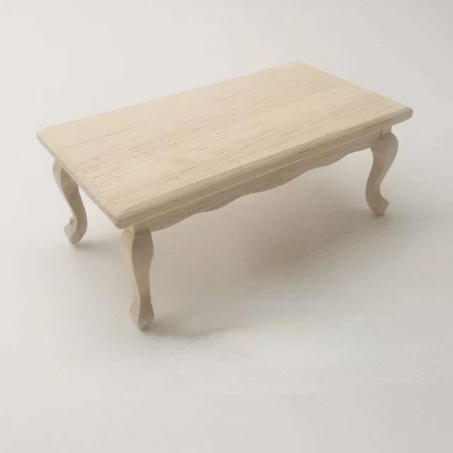 DOLLHOUSE MODERN COFFEE Table Unpainted Wood 1:12 Scale Miniature ...