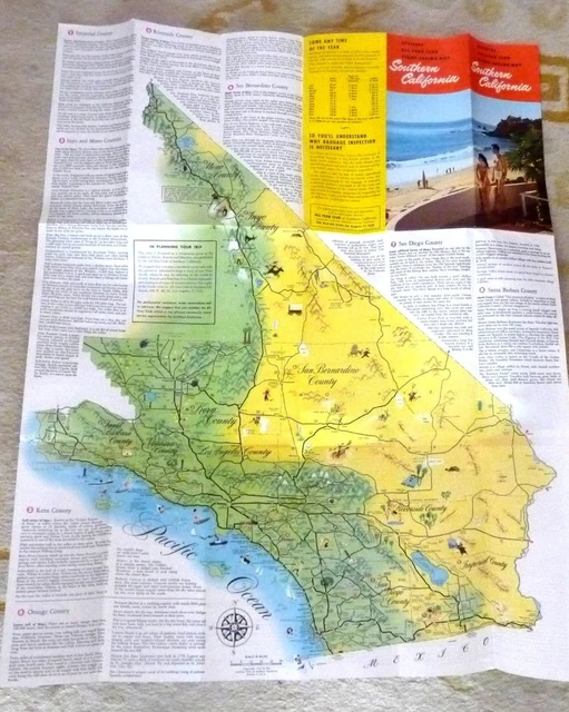 VINTAGE PAMPHLET/ CARTOON Map Southern California Where Movie Stars ...