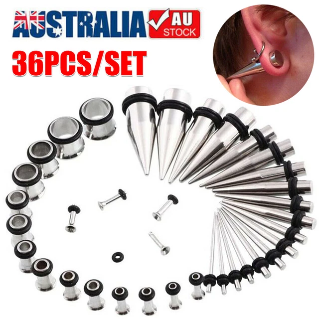EAR STRETCHING KIT Plug Set Stretch Ear Taper Expander Stretcher Tapers ...