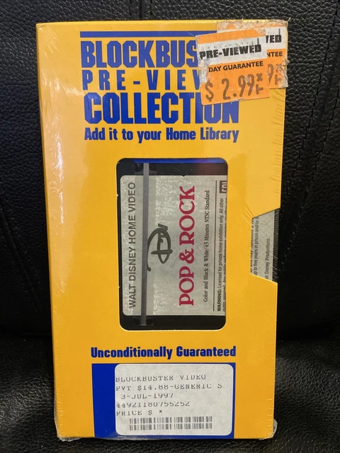 VINTAGE WALT DISNEY Home Video Pop & Rock DTV VHS Blockbuster Video ...