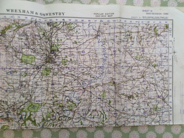 WW2 1940 BATTLE of Britain British Military Map Wrexham & Oswestry ...