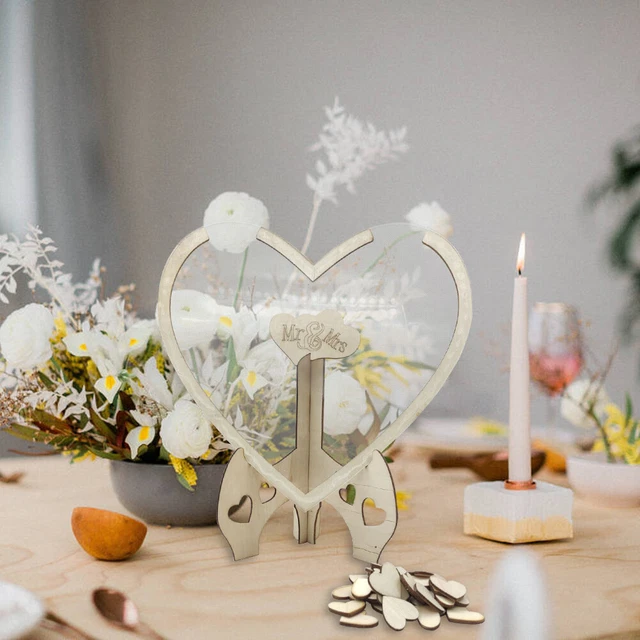 HEART SHAPED MESSAGE Box Retro Transparent Wooden Guest Drop Box for ...