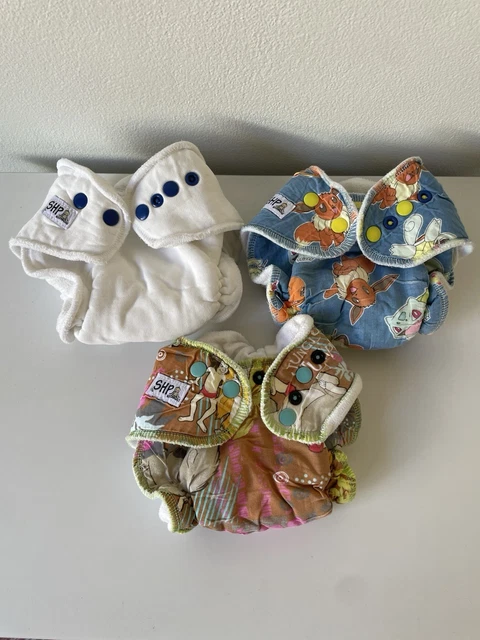 SHP ALL-IN-ONE CLOTH Nappies x3 – Reusable OSFM Snap Closure $50.00 ...