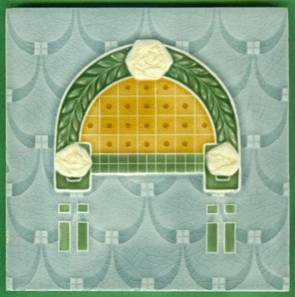 JUGENDSTIL FLIESE KACHEL, Art Nouveau Tile, Tegel, NSTG, Blütenbogen ...