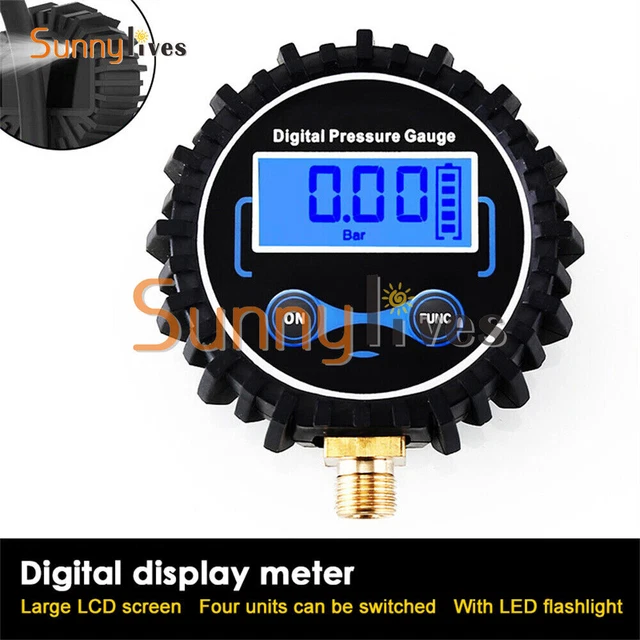 LED DIGITAL PRESSURE Gauge Tire Gun Compressor Tools 1/4 (13MM) Range ...