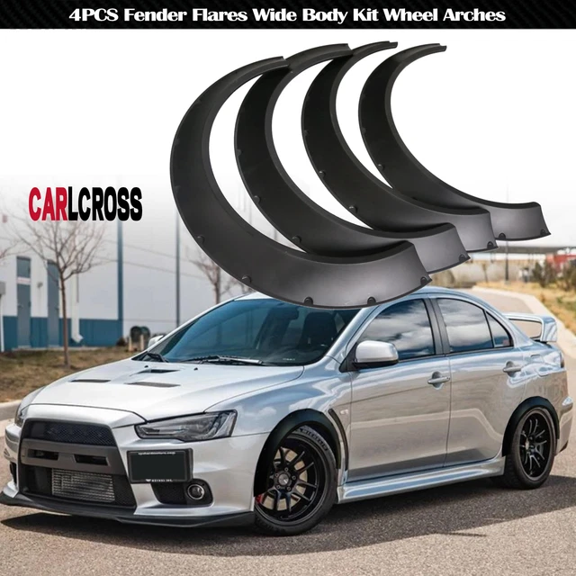 FENDER FLARES OVER Wide Body Kit Wheel Arches Flexible For Mitsubishi ...