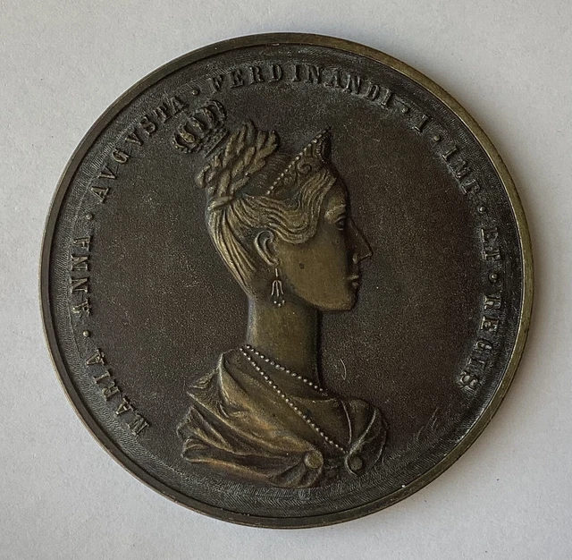 ANTIQUE 1836 MARIA Anna Augusta Ferdinandi Coronation Coin Medal, 3 ...