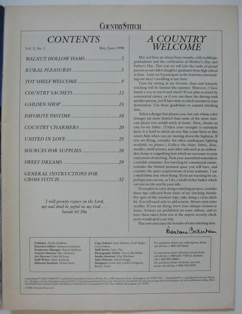 COUNTRY STITCH CROSS Stitch Magazine Back Issue May/June 1990 £6.34 ...