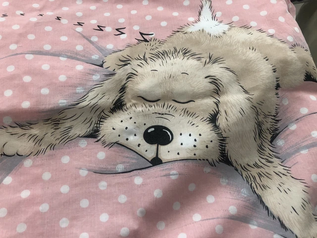 VINTAGE SNATCH THE Dog Duvet Cover Pillow Cases & Sheet Set 1987 Pink ...