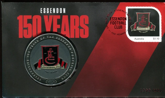 2022 ESSENDON AFL Football Club 150 Years Medallion Cover 1090/2022 EUR ...