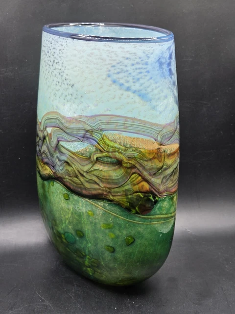 JONATHAN HARRIS IRONBRIDGE Studio Glass Vase 2004 Signed 6.25" Tall 4 ...