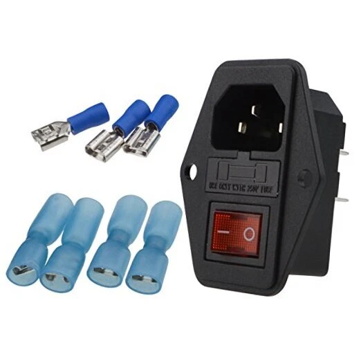 MALE POWER SOCKET 10A 250V Inlet Module Plug 5A Fuse Switch with 7Pcs ...