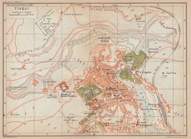 C3983 TIVOLI, PIANTA della Città, Carta geografica epoca, Vintage map ...