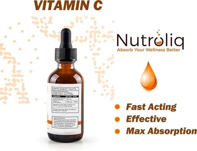 NUTROLIQ LIPOSOMAL VITAMIN C Liquid Drops - Vegan Supplements for Men ...