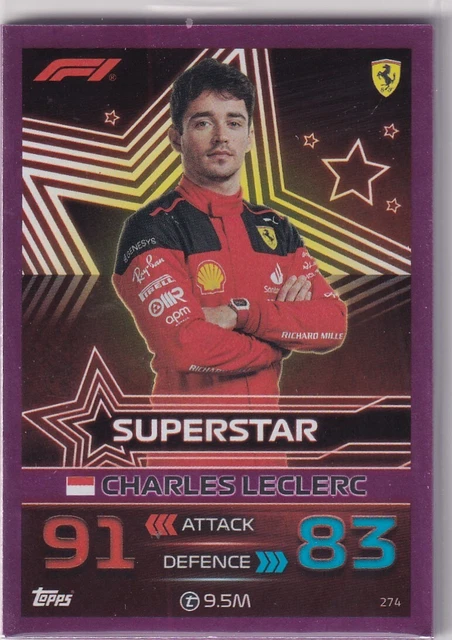 TOPPS F1 TURBO Attax 2023 Fórmula 1 Tarjeta Núm 274 Charles Leclerc ...