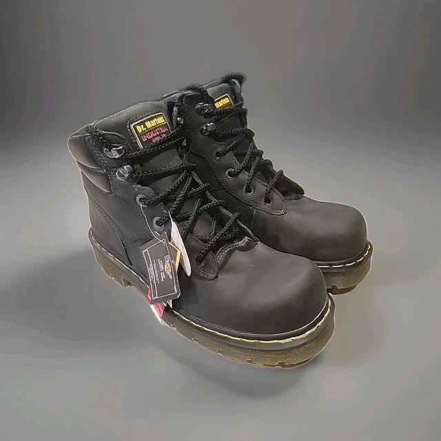 DR MARTENS STEEL Toe Industrial Safety Black Leather Boots Men’s Sz 10 ...