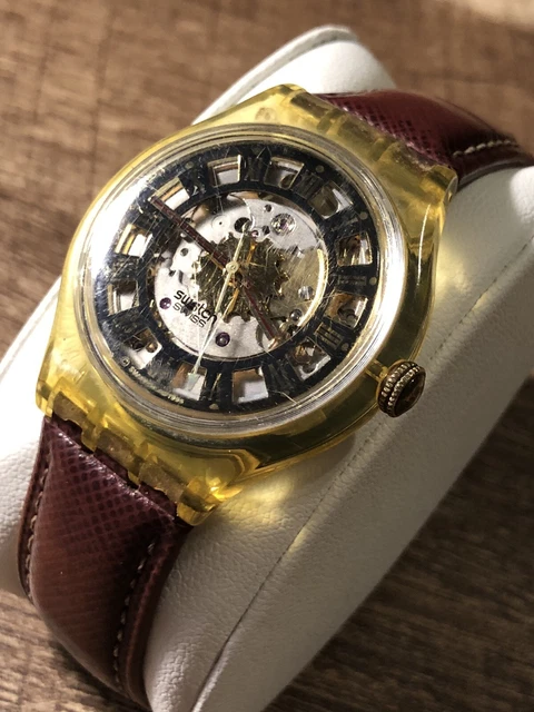 RARE MONTRE SQUELETTE automatique vintage suisse Swatch AG 1995 montre-bracelet fonctionne EUR ...