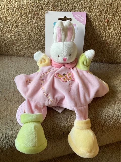 SNUGZZ TJM RABBIT Bunny Comfort Blankie Soother Teether Huggy Soft Toy ...