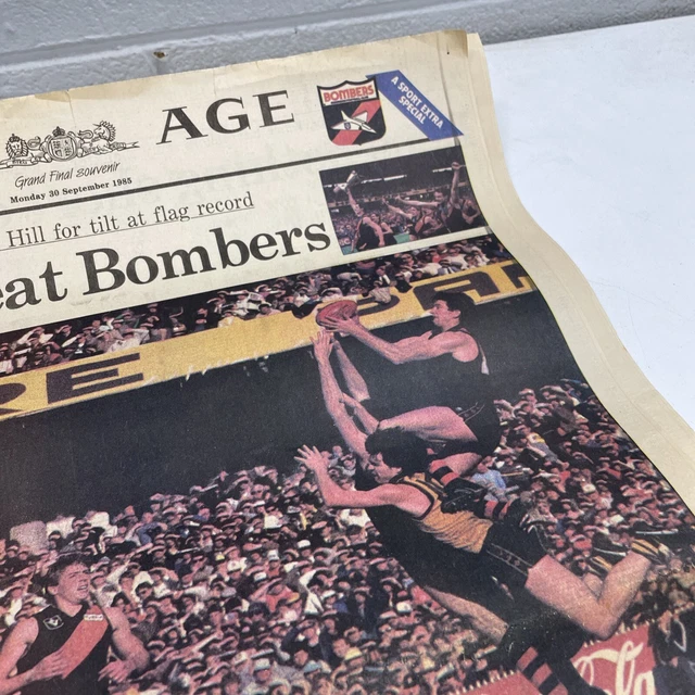 VINTAGE NEWSPAPER 1985 Essendon Hawthorn Grand Final Souvenir Age ...