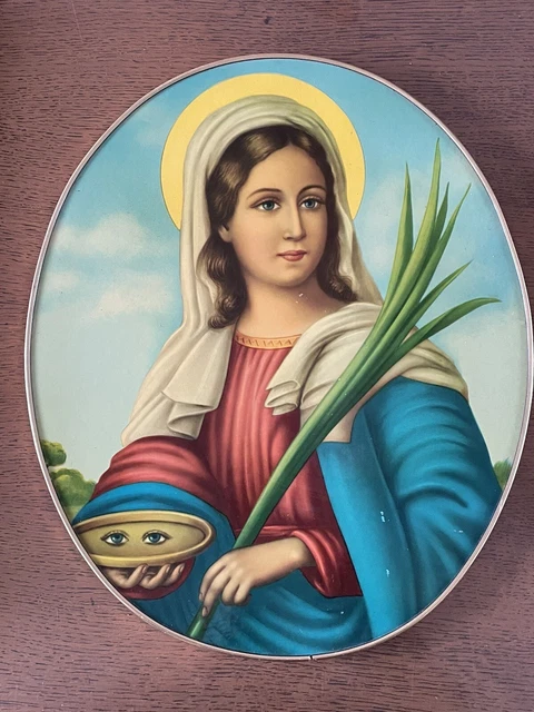 JOLIES GRANDS CADRE Tableau Sainte Lucie Vierge Marie Purgatoire ...