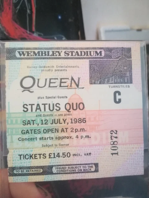FREDDIE MERCURY QUEEN 1986 Concert wembley stadium london-framed ticket ...