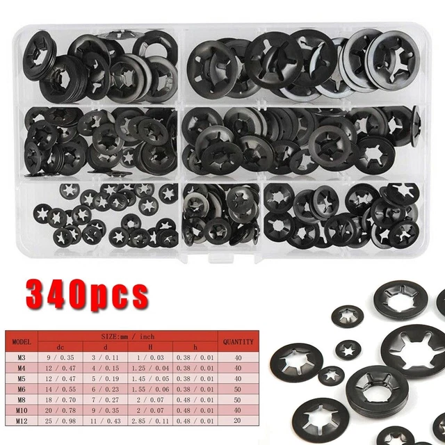 HEAVY DUTY INTERNAL Tooth Lock Washer Kit 340pcs Set for Industrial Use ...