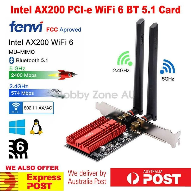 3000MBPS INTEL AX200 Card WiFi 6 802.11ax PCI-E Wireless Adapter ...