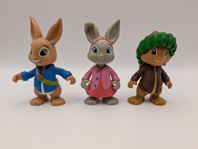 PETER RABBIT FIGURES X3 Posable Peter Lily Bobtail & Benjamin Bunny ...