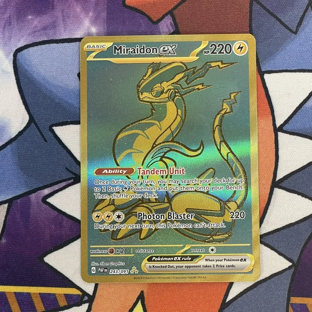 2024 POKÉMON PALDEAN Fates Gold Miraidon EX Secret Ultra Rare 243/091 ...