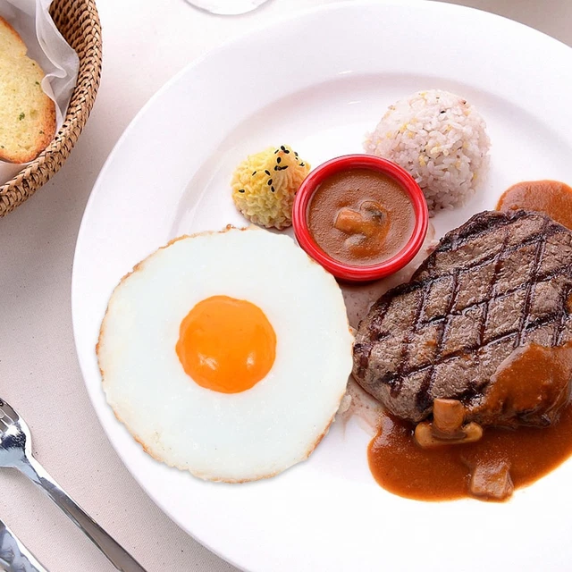 2 PCS LIFELIKE Food Model Artificial Fake Fried Egg Decoration Display ...