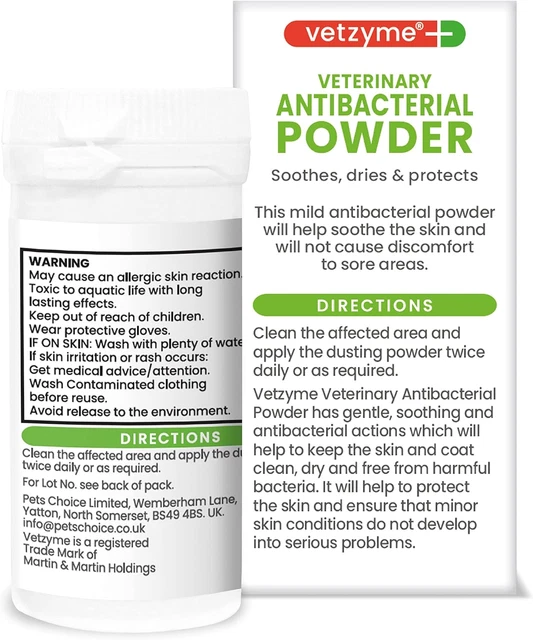 VETZYME VETERINARY ANTIBACTERIAL Powder for Dogs, Cats and Small Pets ...