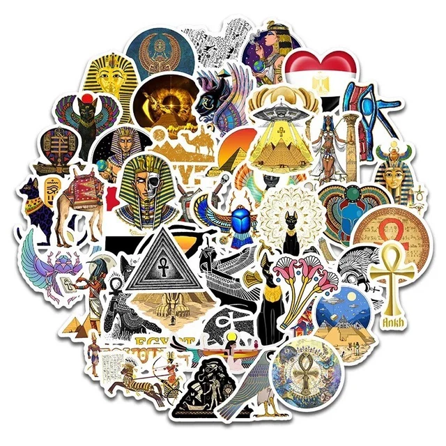 50 PCS ANCIENT Egypt Pharaoh Pyramid Obelisk Stickers Decals Free ...