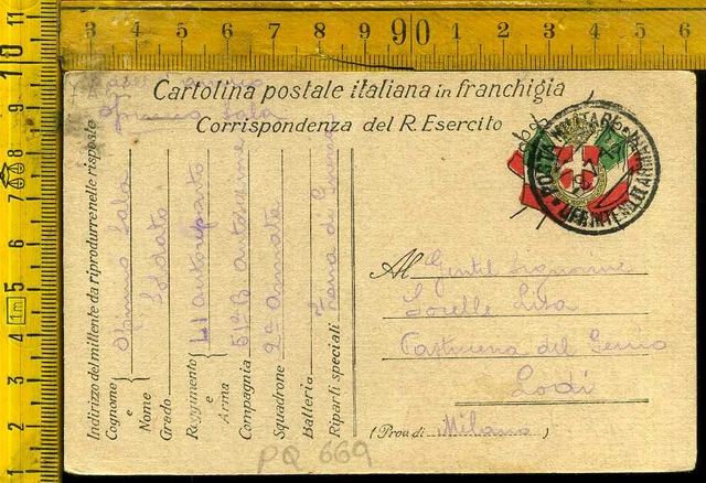 PRIMA GUERRA FRANCHIGIA Posta Militare 2 Armata x Lodi pq 669 EUR 3,49 - PicClick FR