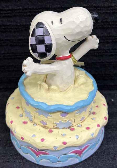 5” JIM SHORE Peanuts Surprise SNOOPY Jumping out of Birthday Cake ...