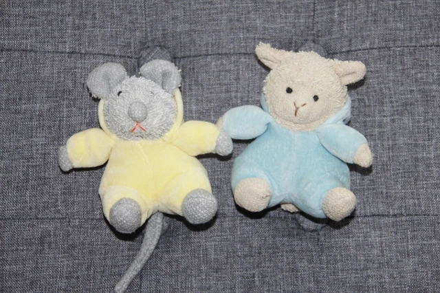 DOUDOU PELUCHE IKEA KRAMIG MOUTON bleu et SOURIS jaune LOT DE 2 - 12 cm ...