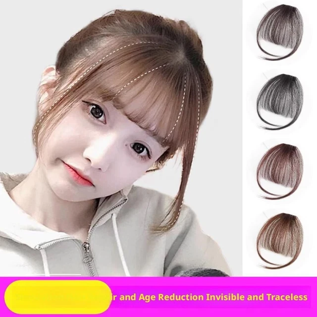 100% CLIP IN Bangs Real Human Hair Medium Brown Clip Bangs Bangs on ...