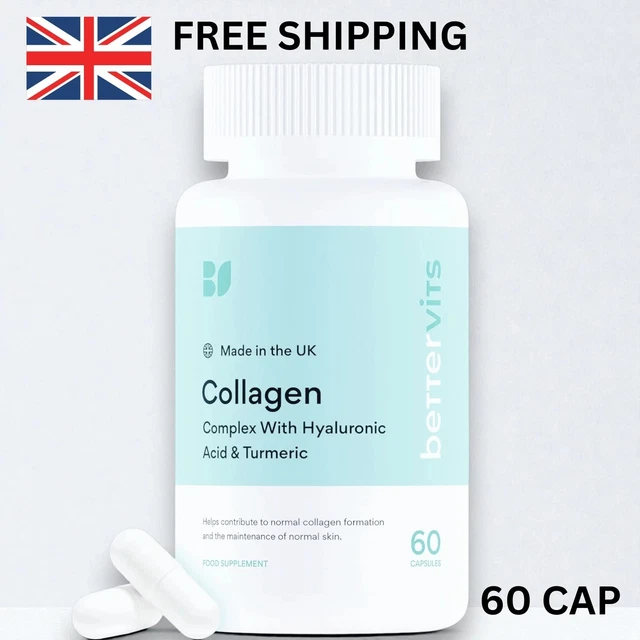 BETTERVITS COLLAGEN COMPLEX Hyaluronic Acid Turmeric 60 capsules £15.98 ...
