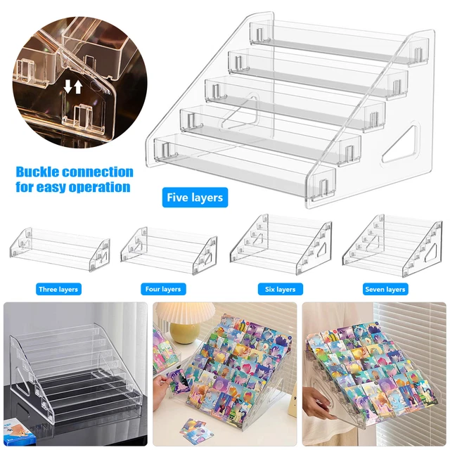 3/4/5/6/7TIER ACRYLIC RACK Trading Cards Ladder Display Stand Risers ...