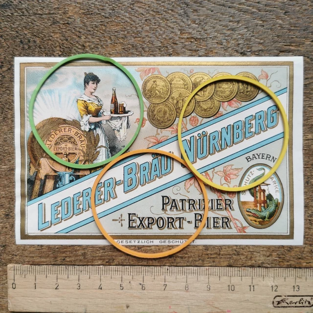 NÜRNBERG LEDERER BRÄU Patrizier Export Bier Literflaschen Etikett vor ...