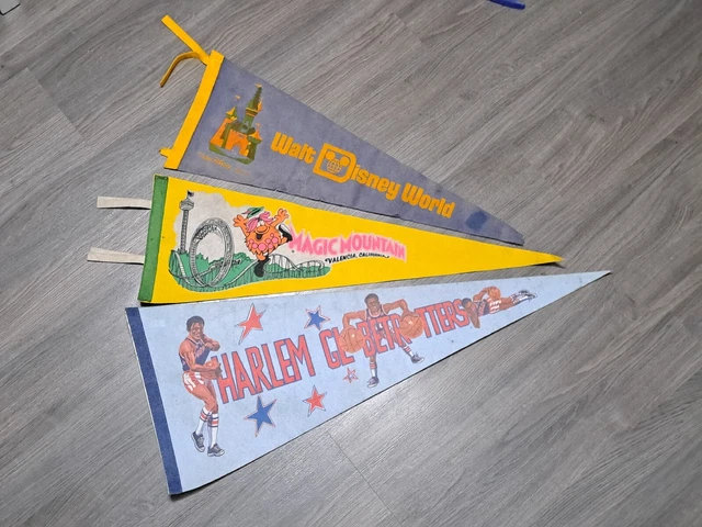 PENNANT FLAG LOT Vintage Walt Disney Magic Mountain Harlem ...