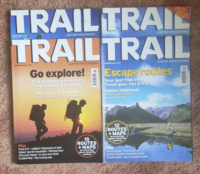 4 X VINTAGE Trail Outdoors Walking Hiking Magazine 2000 Collectible £9. ...