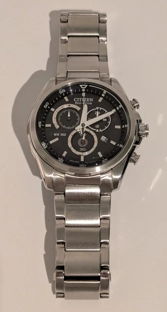 CITIZEN MEN’S ECO-DRIVE Chronograph Blue Dial Date S.Steel Bracelet ...