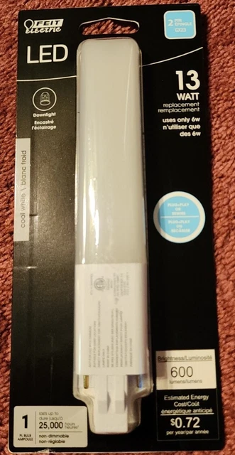 FEIT ELECTRIC 2 Pin GX23 LED Bulb 6 Watt 13 Equivalent Cool White 600 ...