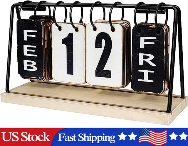 WOODEN DESK 2023 Daily Calendar Standing Flip Vintage Large Rustic Home ...