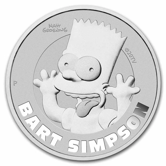 2022 1 OZ Silver Coin The Simpsons Bart Simpson BU Perth Mint NEW IN ...
