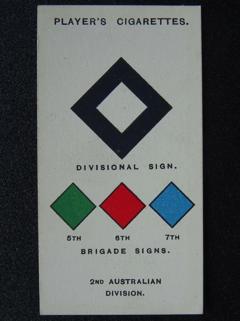 NO.129 2ND AUSTRALIAN DIV Army Corps & Divisional Signs WW1 John Player ...