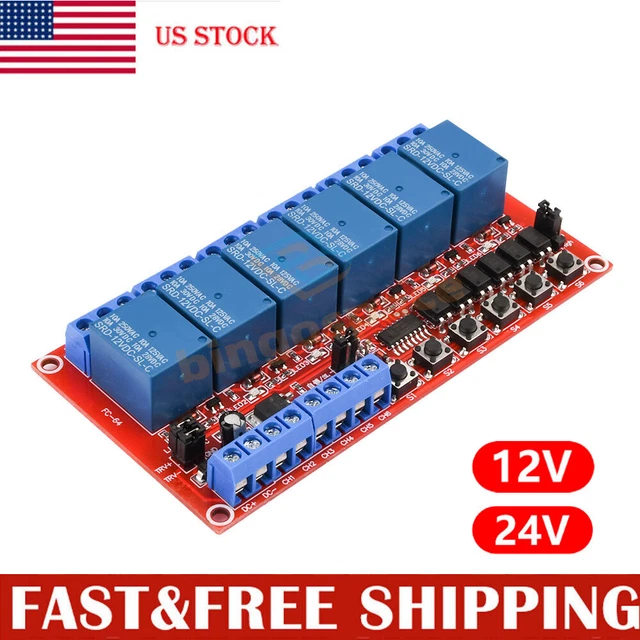 6 CHANNEL RELAY Module 12V 24V High Low Level Trigger Module with ...