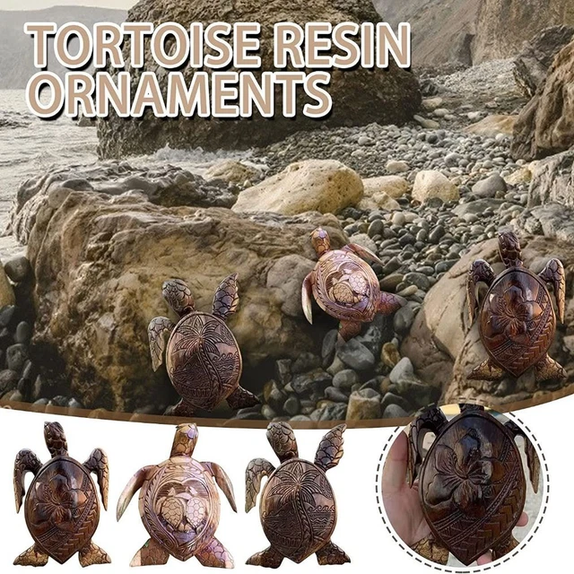 SEA TURTLE WOOD Carving Statue Turtles Resin Statue Wooden Hand Carved ...