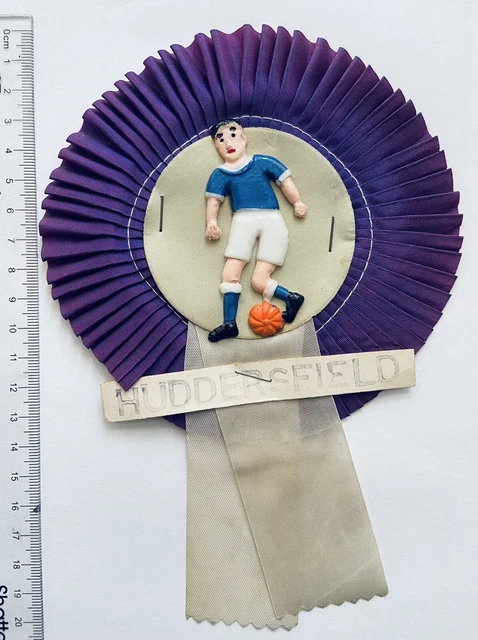 1960/70S VINTAGE HUDDERSFIELD TOWN FC Large Football ROSETTE. 20cm x ...